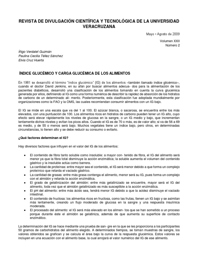 Tabla Ig y CG | PDF | Carga glicemica | Obesidad