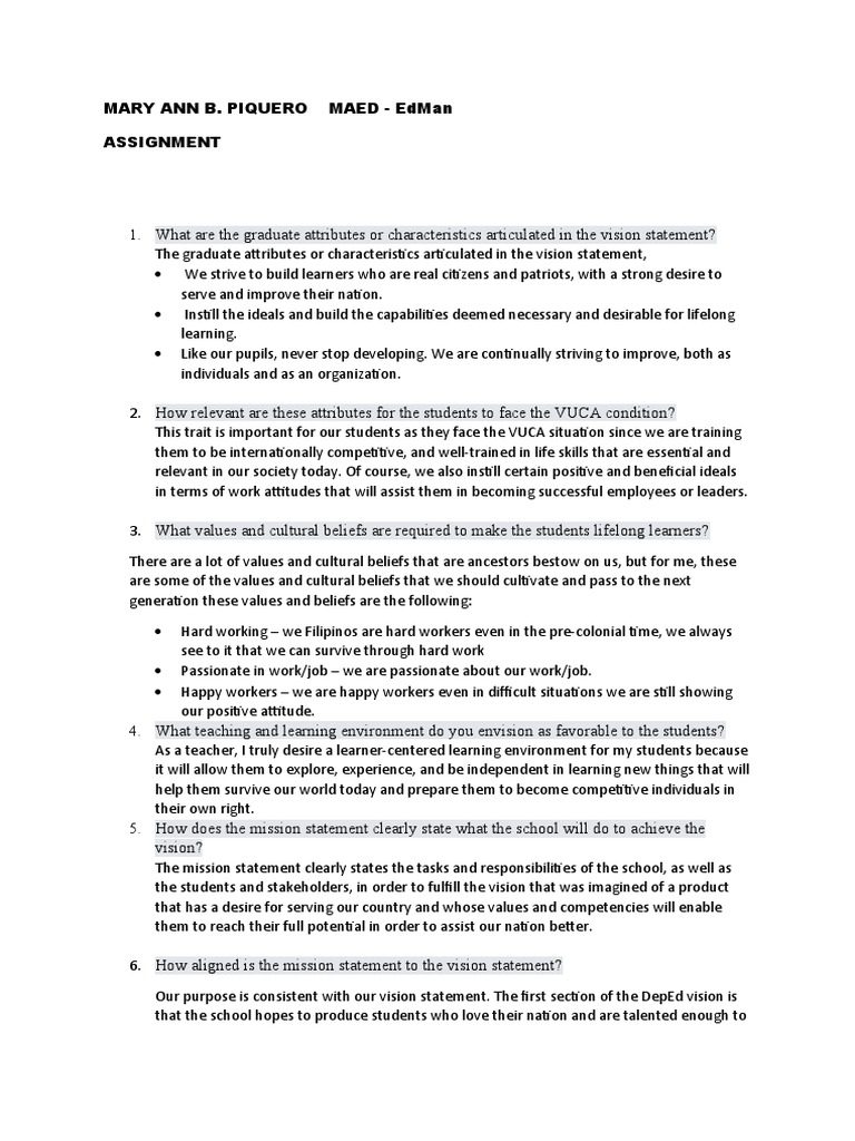 Mary Ann B. Piquero Assignment #1 | PDF