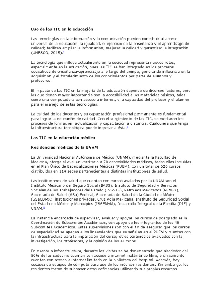 Uso De Las Tic En La Educación Pdf Tecnología De Información Y