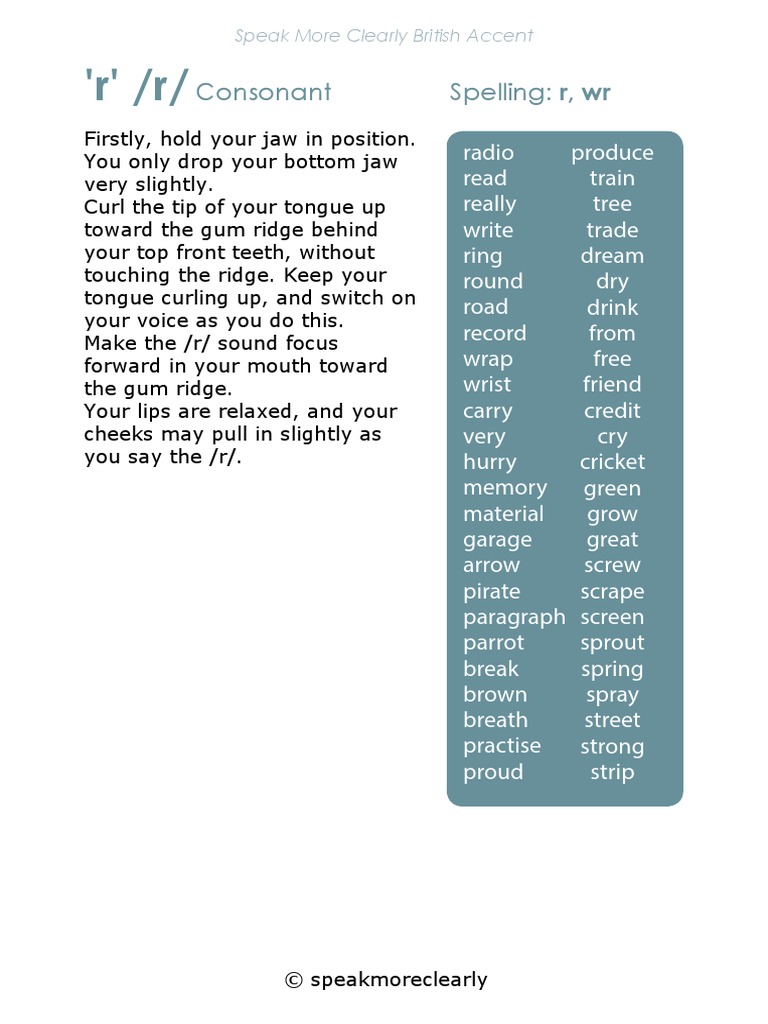 Speak More Clearly British Accent R Consonant 1 | PDF | Phonetics ...