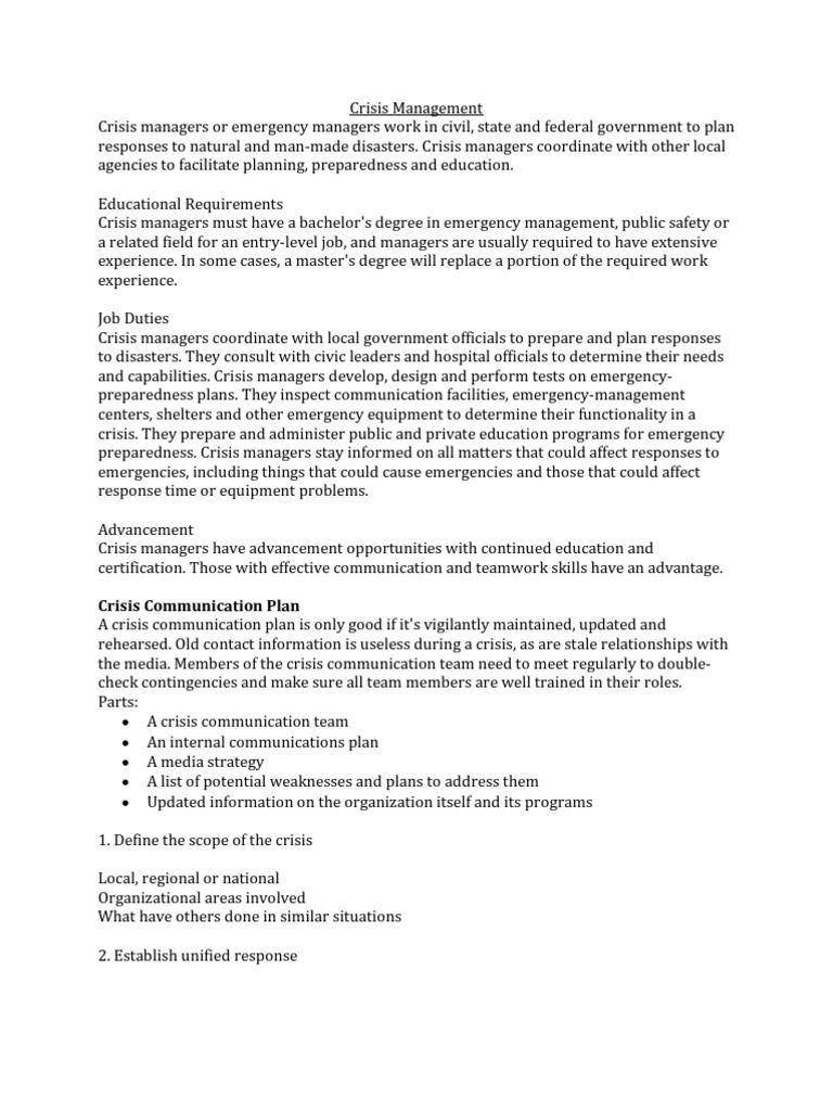 Crisis Management | PDF | Crisis Management | Emergency Management