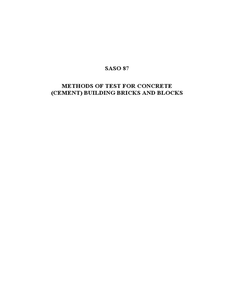 Saso 87 Methods of Test For Concrete (Cement) Building Bricks and ...