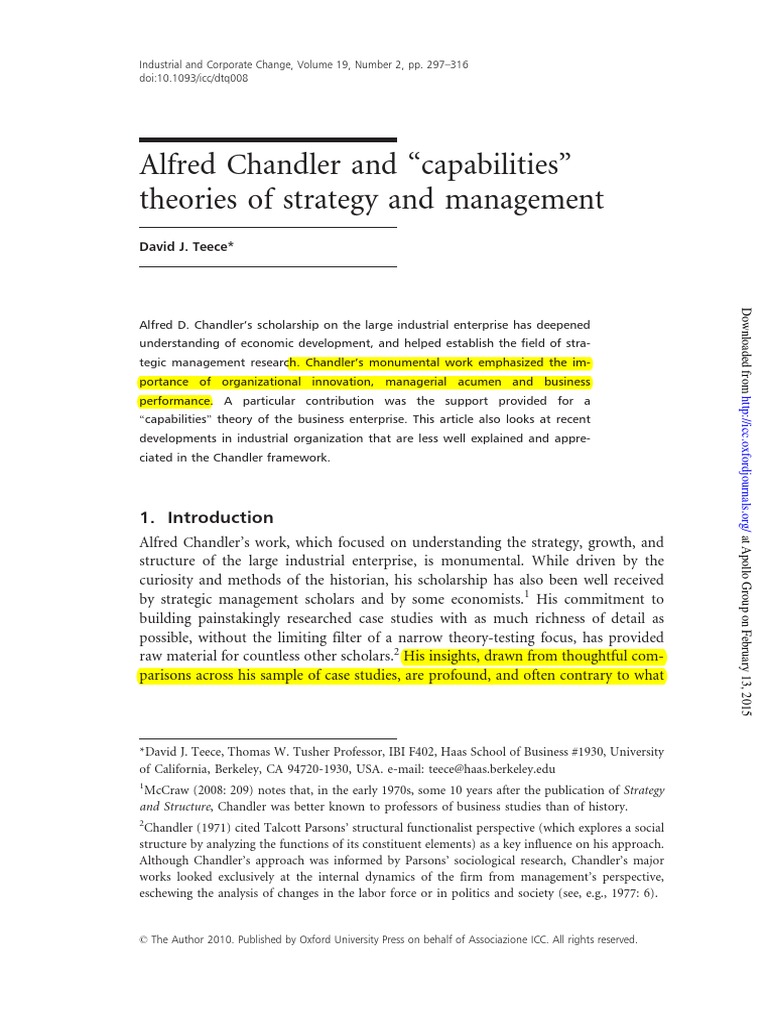 Chandler's Legacy in Strategic Management | PDF | Strategic Management ...
