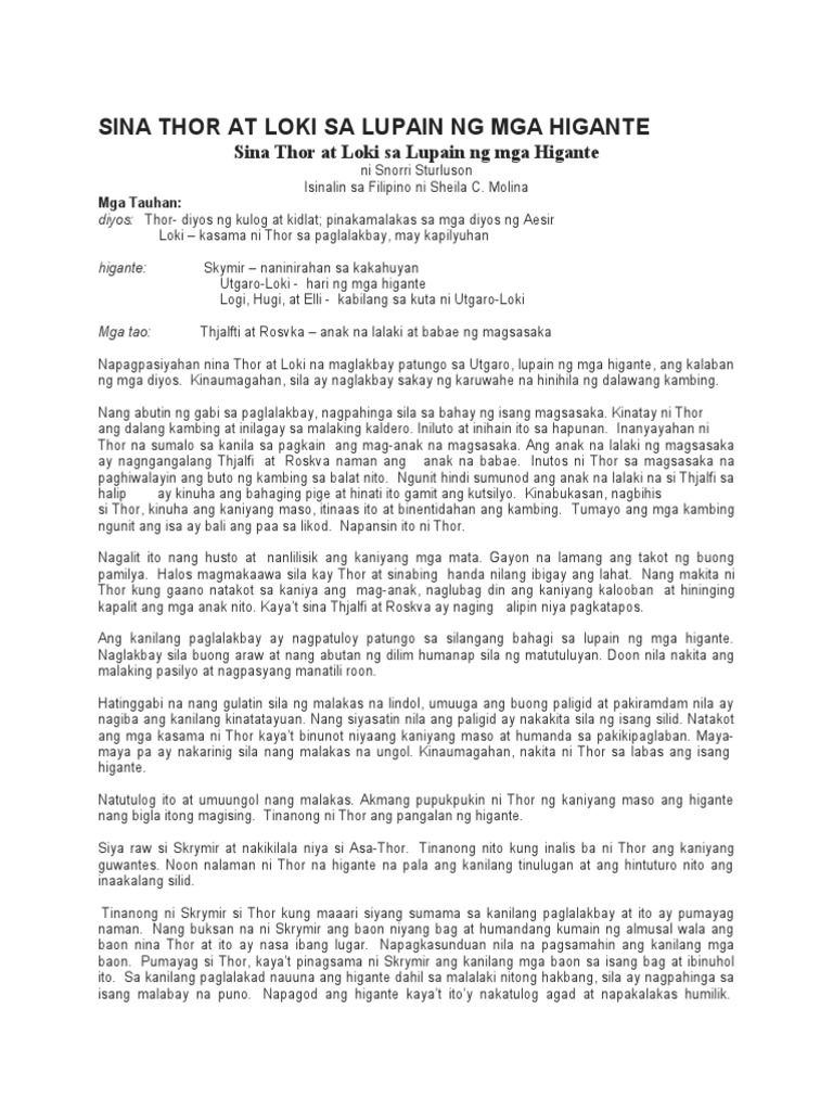 SINA THOR AT LOKI SA LUPAIN NG MGA HIGANTE (AutoRecovered) | PDF