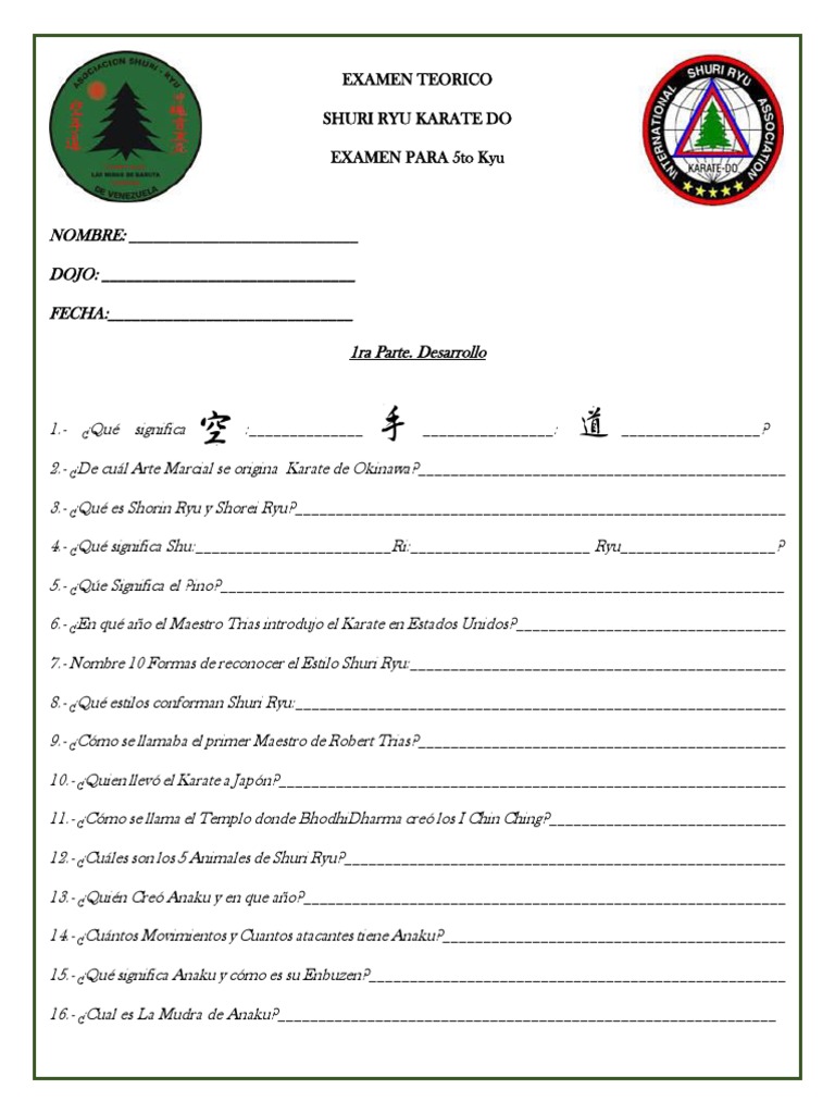 Examen de Karate | PDF | Kárate | Artes marciales asiáticas