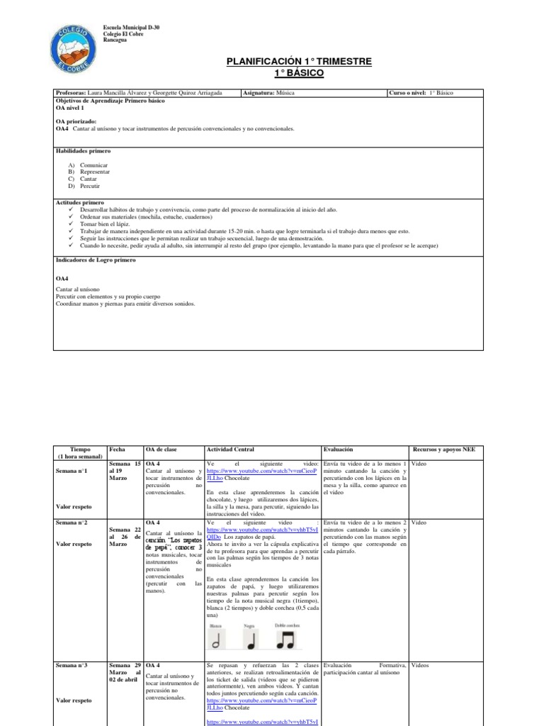 Planificacion Musica Pdf Sonido