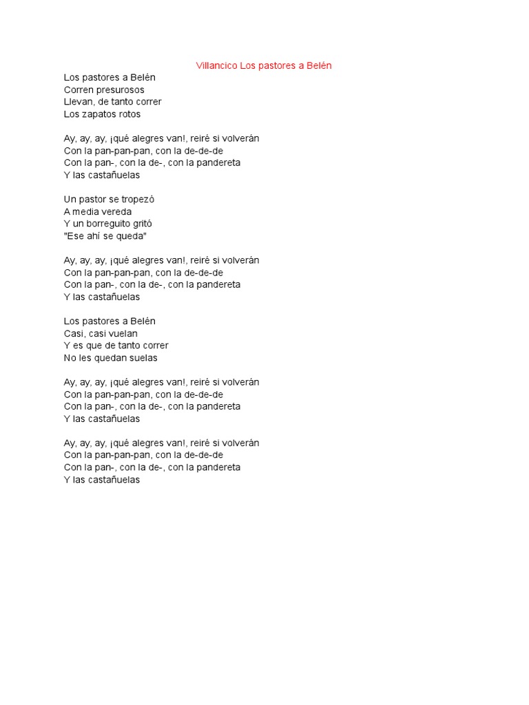 Villancico Los Pastores A Belén-Letra | PDF