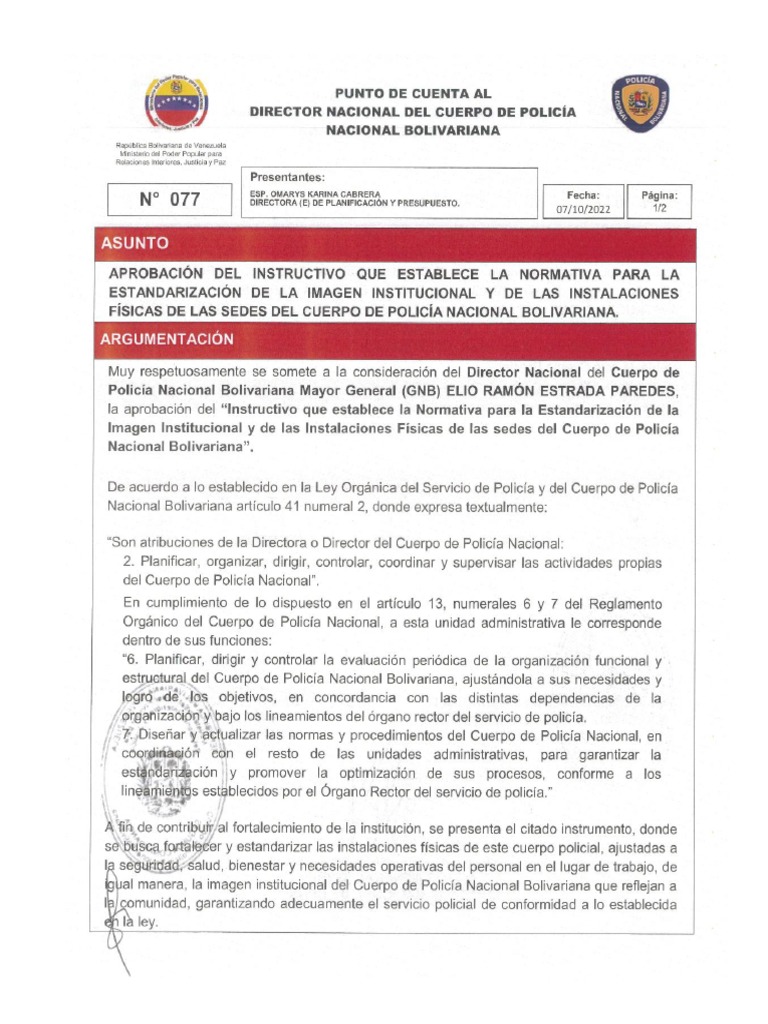 Instructivo Normativo de Sede CPNB (18 Octubre 2022) Con Punto de ...