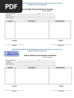 Formatos (Nota de Entrada, Vale de Salida y Tarjeta de Control) | PDF