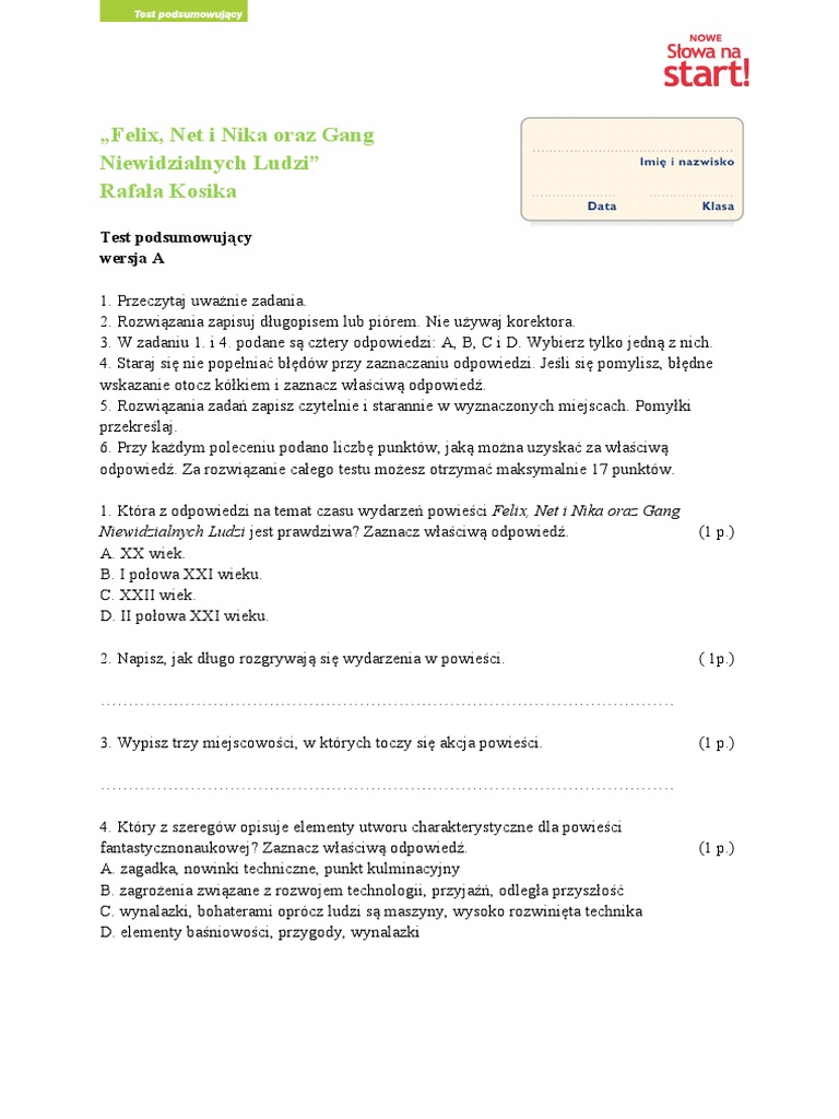 Felix Net I Nika Oraz Gang Niewidzialnych Ludzi Lektura Uzupelniajaca ...