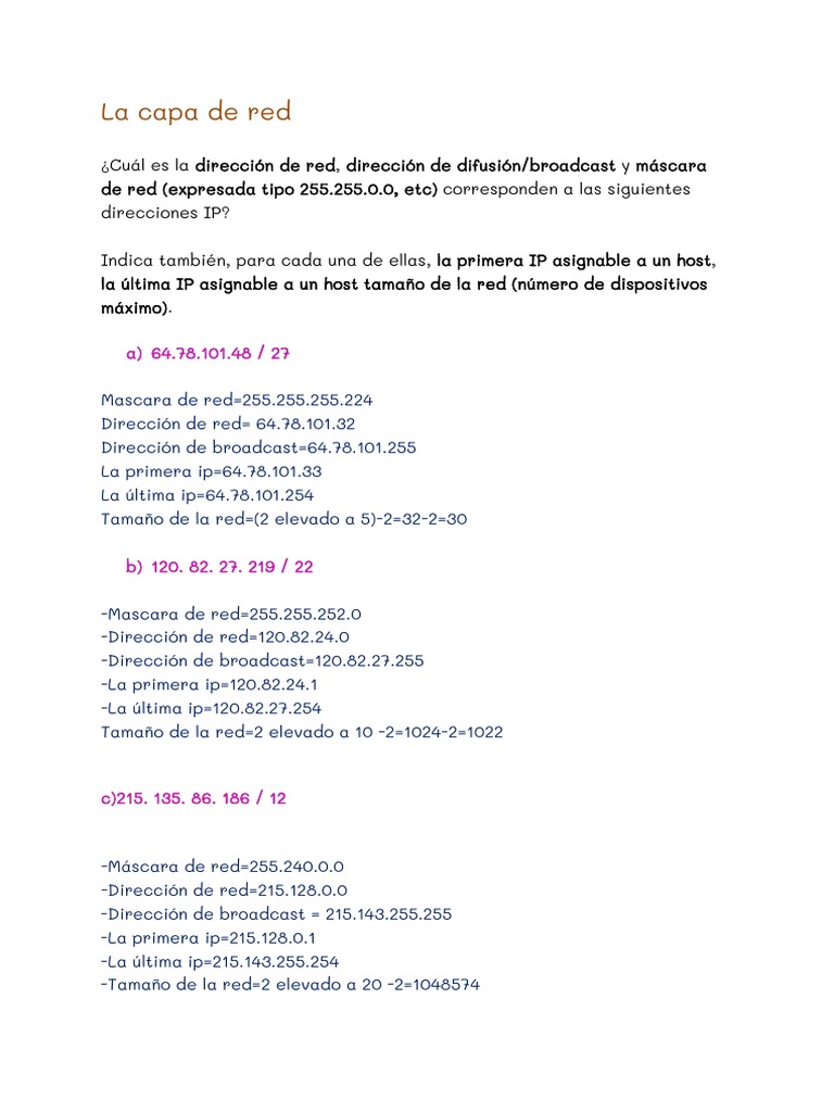 Ejercicios IPv4.pdf NATALIA GÁMEZ BAREA | PDF | Métodos y materiales de enseñanza | Informática