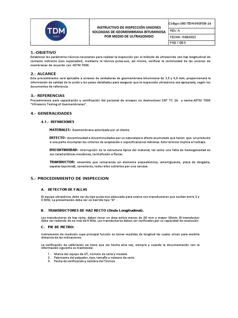 TDMC-GFCH239-CC-Q-6100-NS-00001 - A - Instructivo Ultrasonido | PDF | Ultrasonido | Calibración