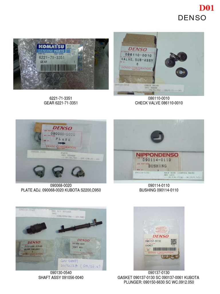 D01. Denso Parts | PDF | Mechanical Engineering | Vehicle Parts