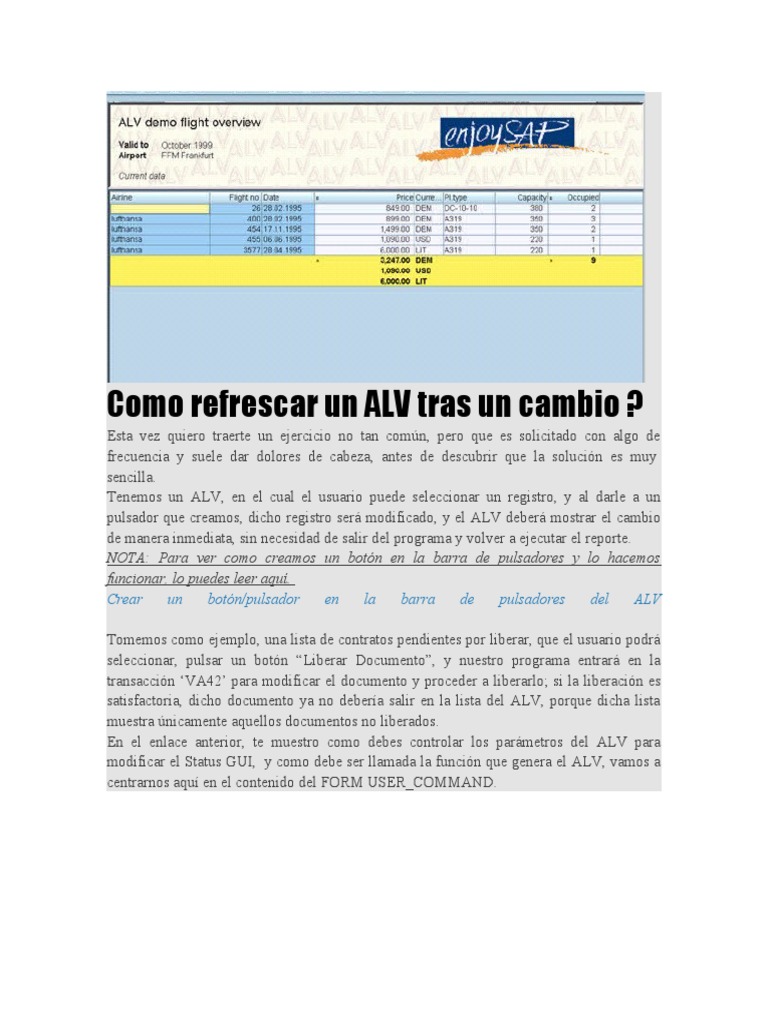 Como Refrescar Un ALV Tras Un Cambio | PDF