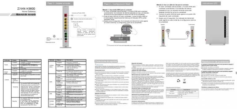 ZXHN h3600 | PDF | Enrutador (Computación) | LAN inalámbrico
