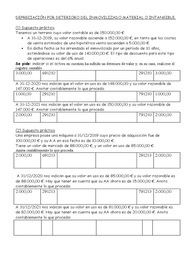 SOLUCIÓN Ejercicio 3 Deterioro y Bajas de Inmovilizado | PDF | Contabilidad | Servicios financieros
