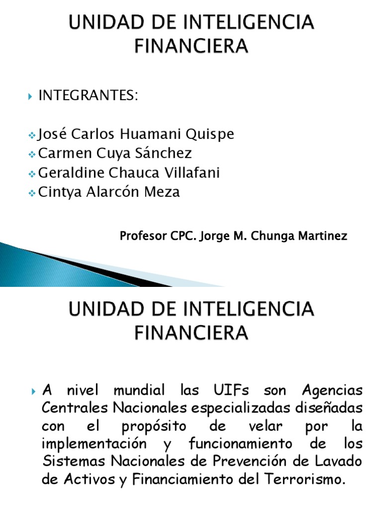 Unidad de Inteligencia Financiera | PDF | Lavado de dinero | Perú