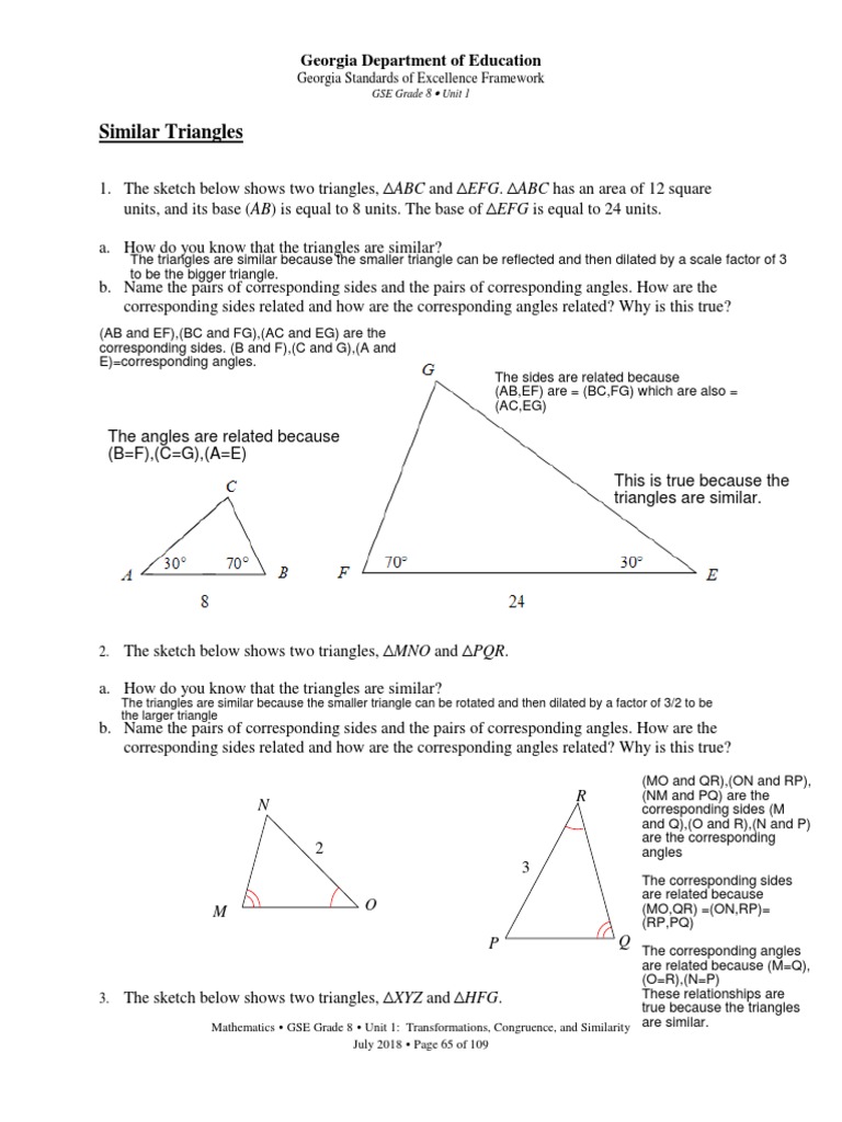 Grade 8 Math: Similar Triangles | PDF | Triangle | Geometric Shapes
