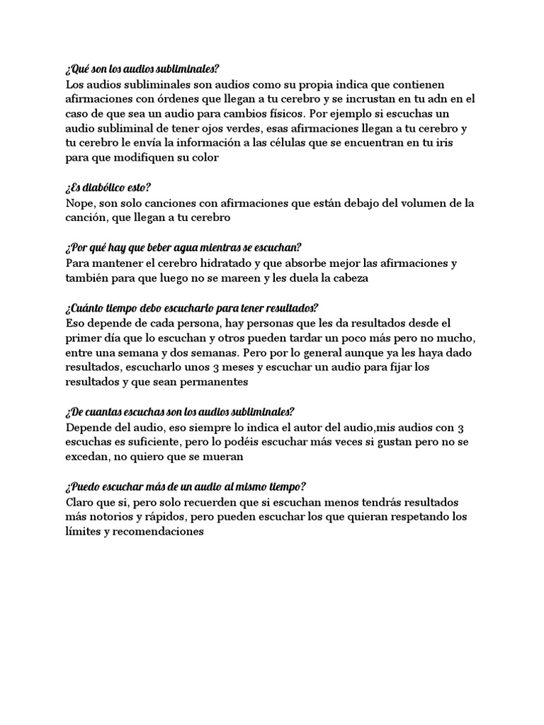¿Qué Son Los Audios Subliminales | PDF