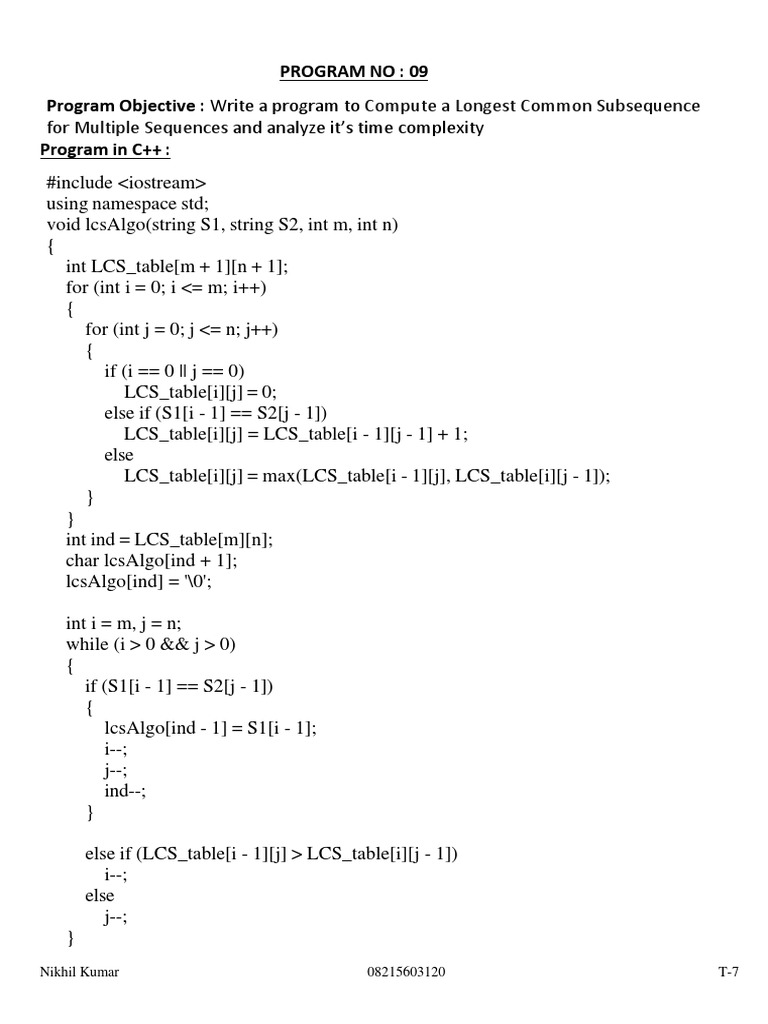 Longest Common Subsequence Algorithm | PDF | Mathematical Relations | Computer Programming