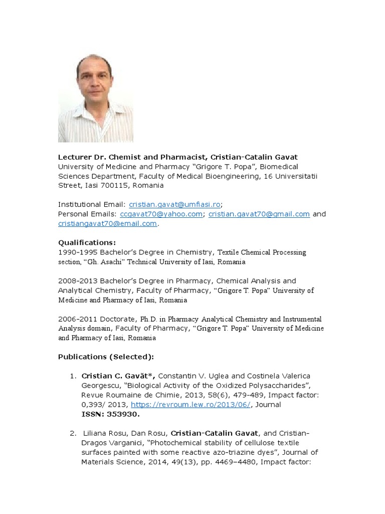 CV GAVAT C.C - Cristian-Catalin Gavat Selected Publications List | PDF ...
