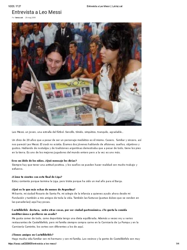 Entrevista a Leo Messi: Su vida y sueños | PDF | Deportes y actividades ...