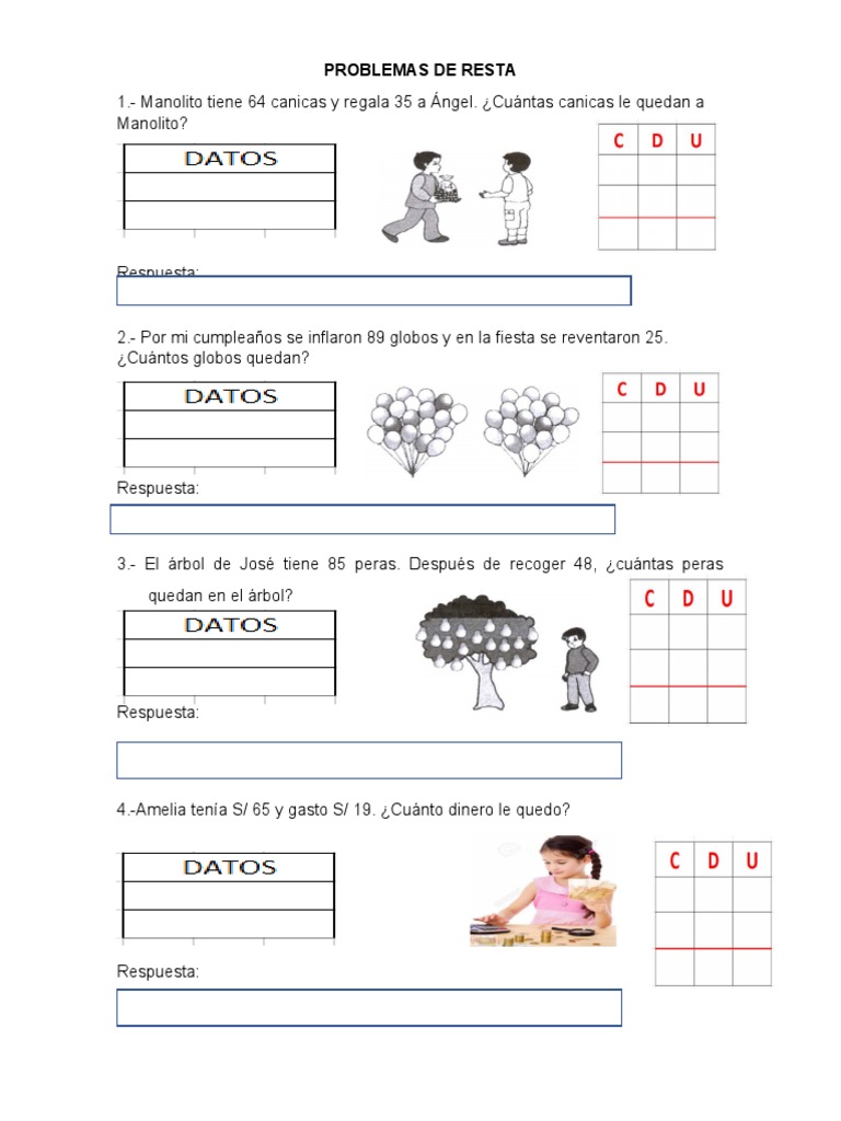 Problemas de Resta | PDF