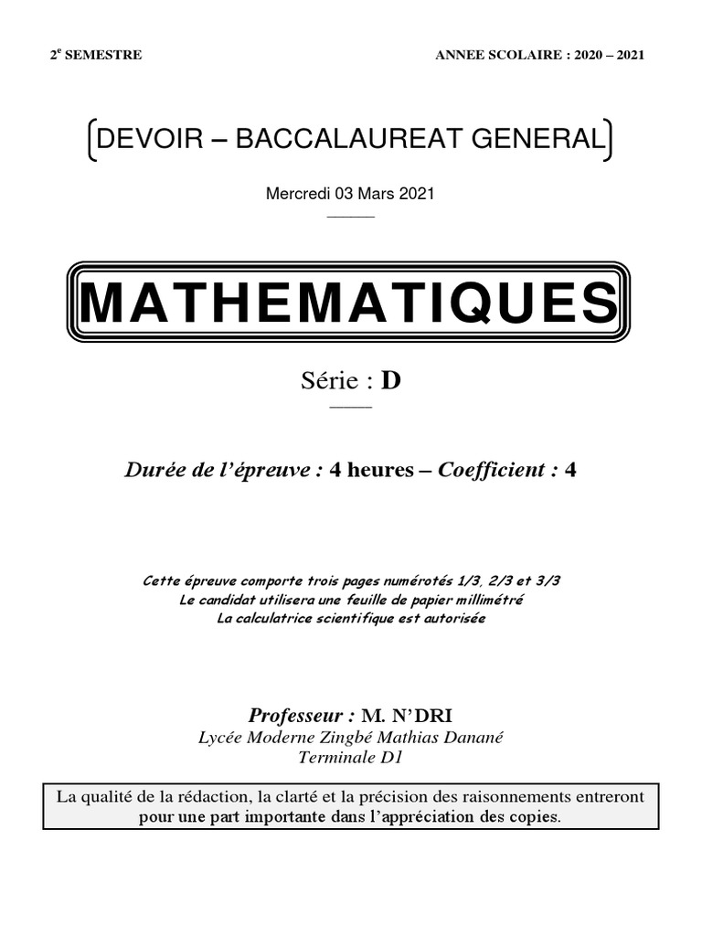 Devoir de Math | PDF