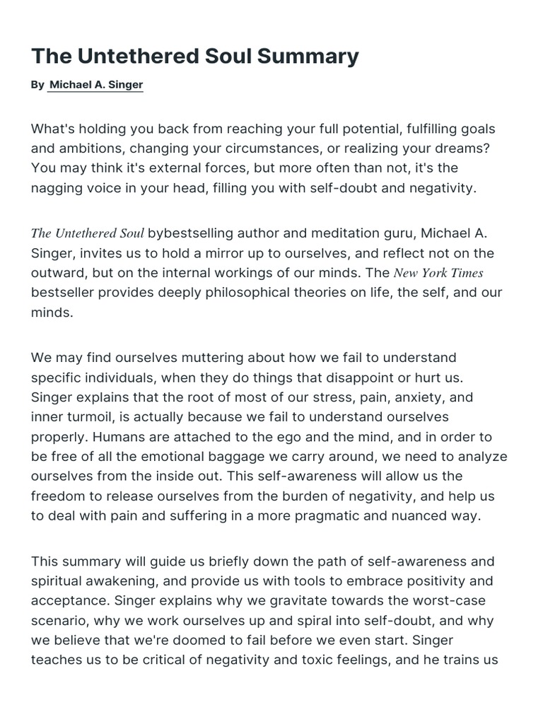 The Untethered Soul | PDF | Thought | Mental Processes