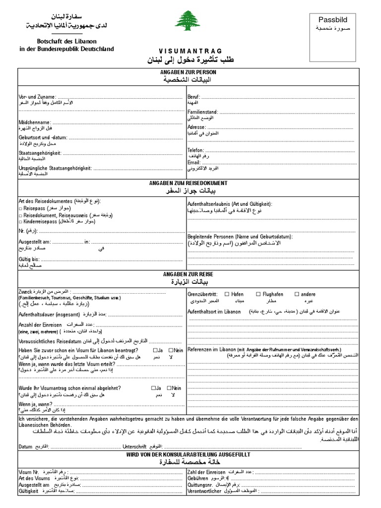 Berlin Visa Form Ar-De NEW | PDF