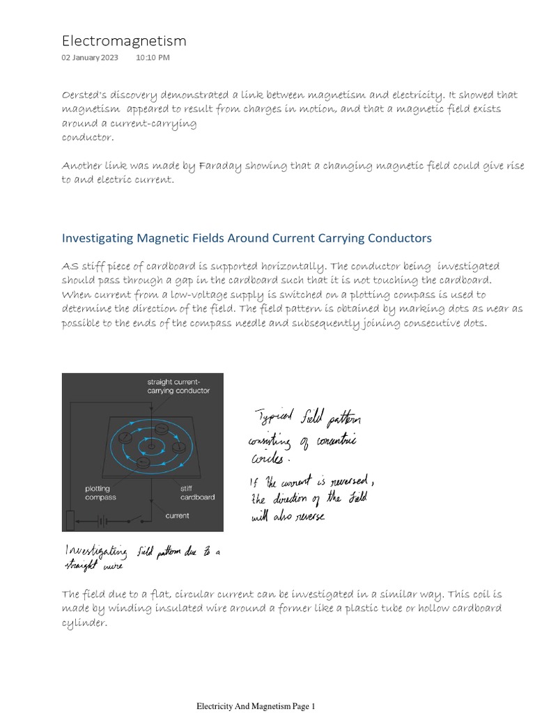Electromagnetism CSEC Notes | PDF | Electromagnetic Induction | Inductor
