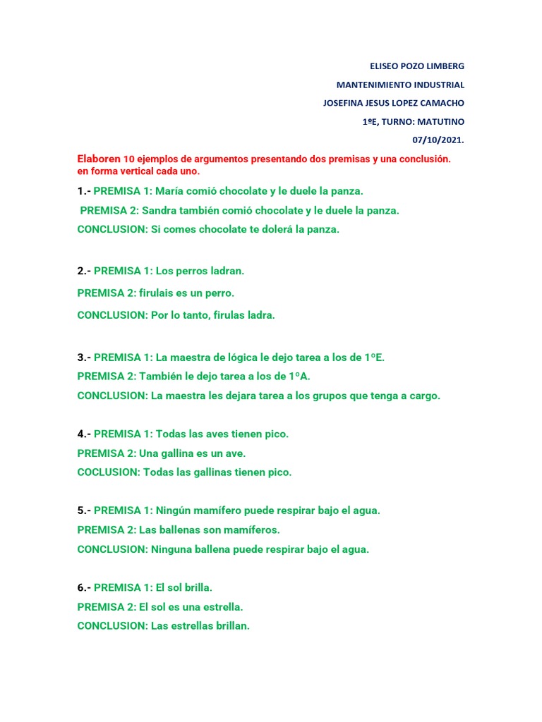 ACT.8, Ejercicios de Argumentos | PDF