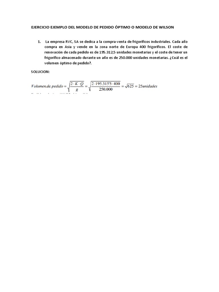 Ejercicio Ejemplo Modelo Wilson | PDF