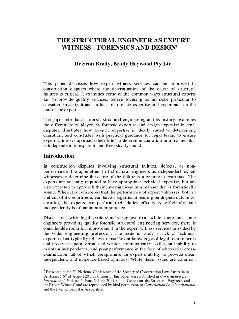 The Structural Engineer As Expert Witness - Forensics and Design | PDF | Evidence | Hypothesis