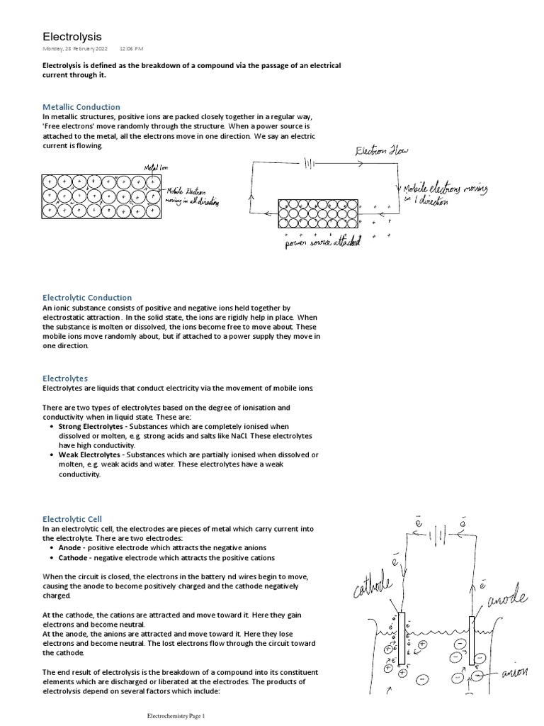 CSEC Chemistry - Electrochemistry | PDF