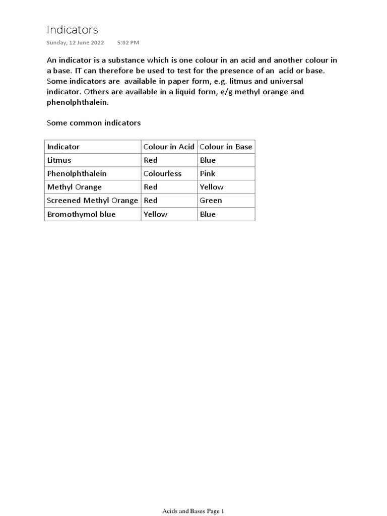 CSEC Chemistry - Acids, Bases and Salts | PDF | Salt (Chemistry) | Acid