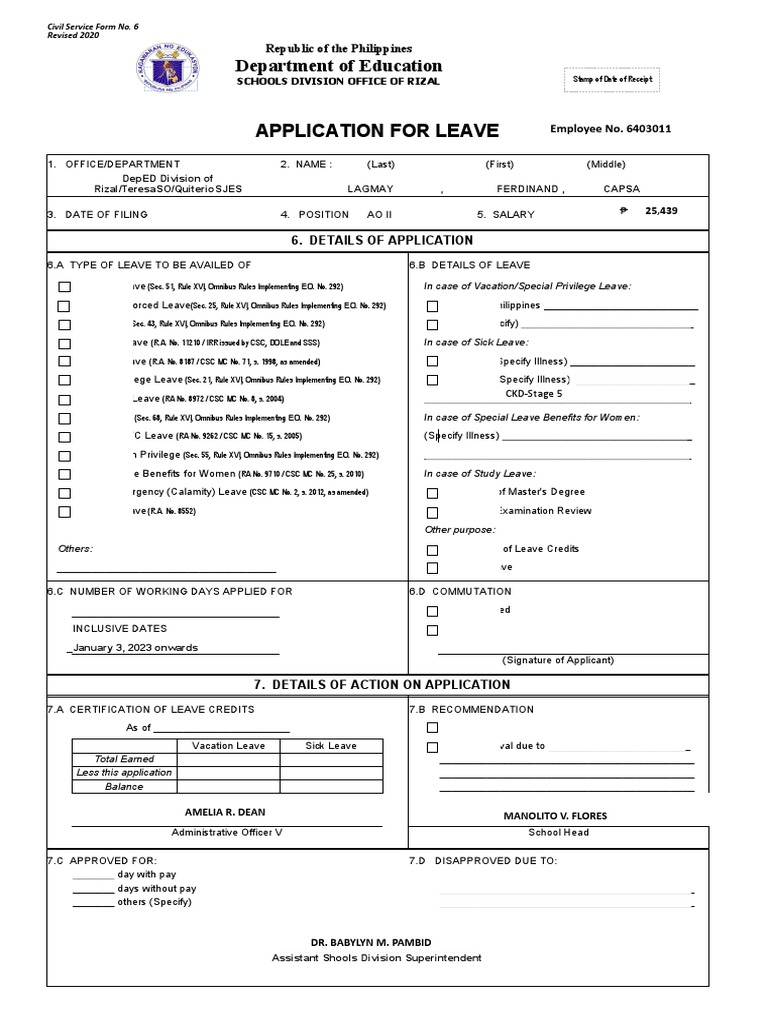 Form 6 NTP FCL - 12142022 | PDF | Sick Leave | Parental Leave