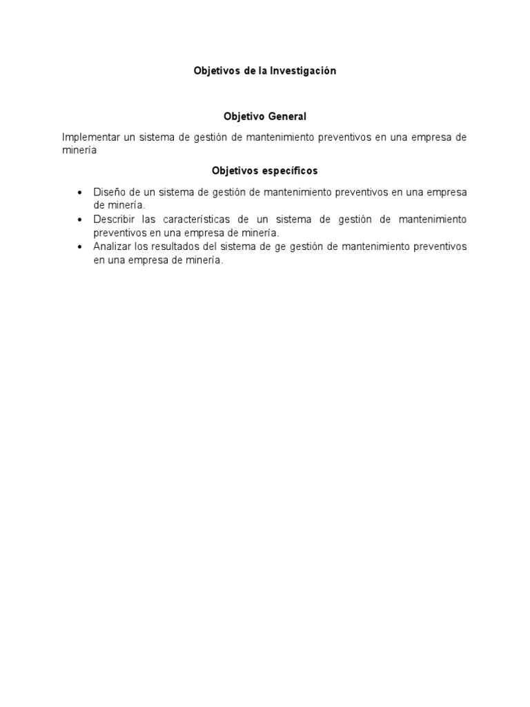 Objetivos General y Especificos | PDF