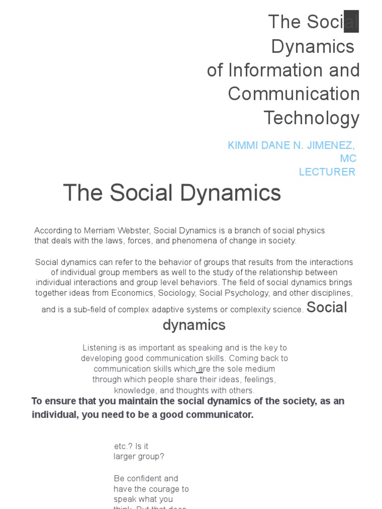 Social Dynamics of ICT Communication | PDF
