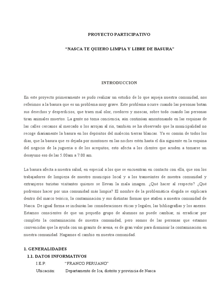Proyecto Cero Basuras | PDF | Residuos | Contaminación