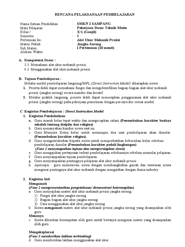 RPP - Jangka Sorong - 10 Menit-Cpp 2022 Rev-1 | PDF