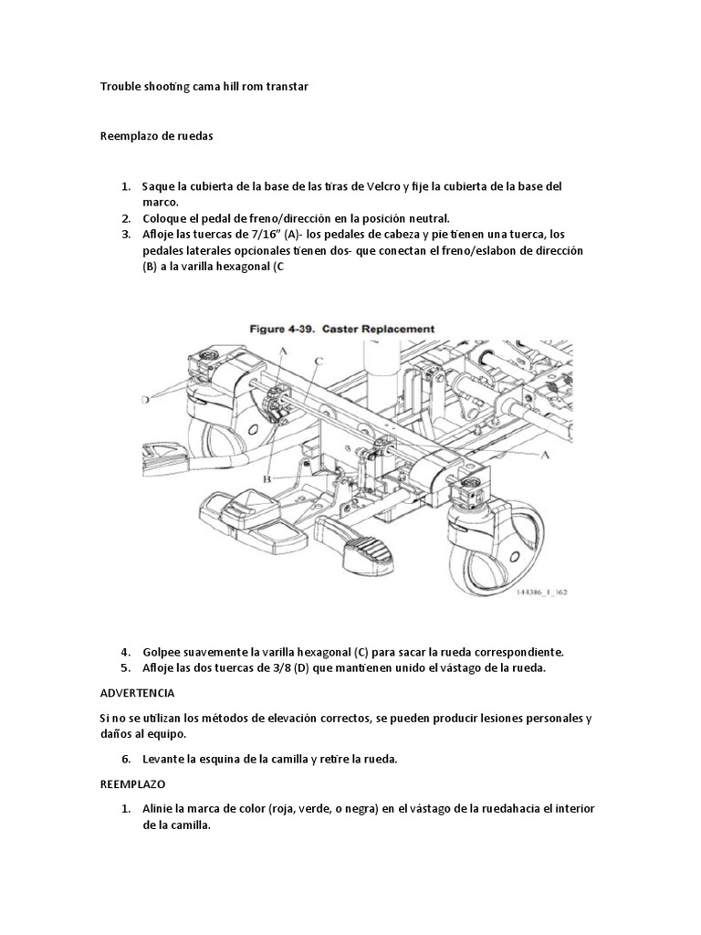 Guía de Mantenimiento Cama Hill-Rom Transtar | PDF | Tornillo ...