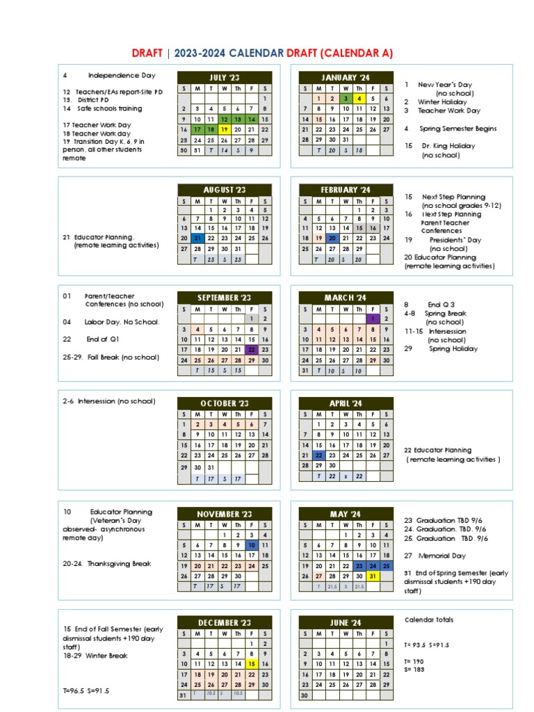 Draft Calendar Option A | PDF | Academic Term | Academia