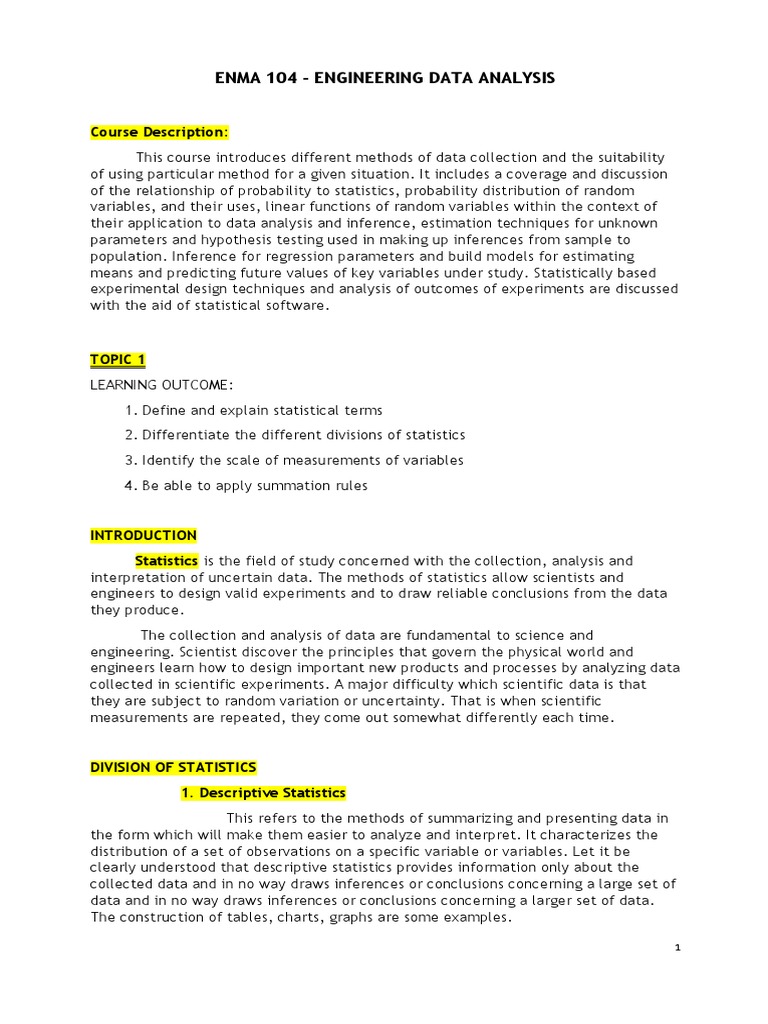 Enma 104 Notes | PDF | Statistics | Histogram