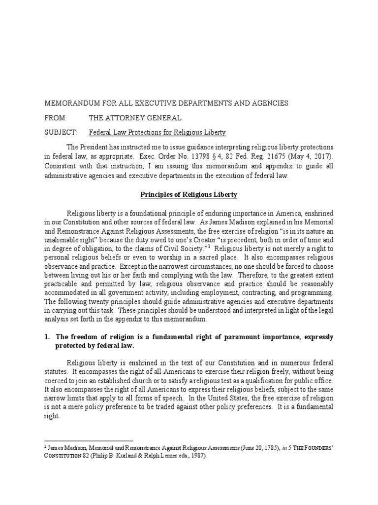 Religious Liberty Guidance Final | PDF | Free Exercise Clause | Freedom ...