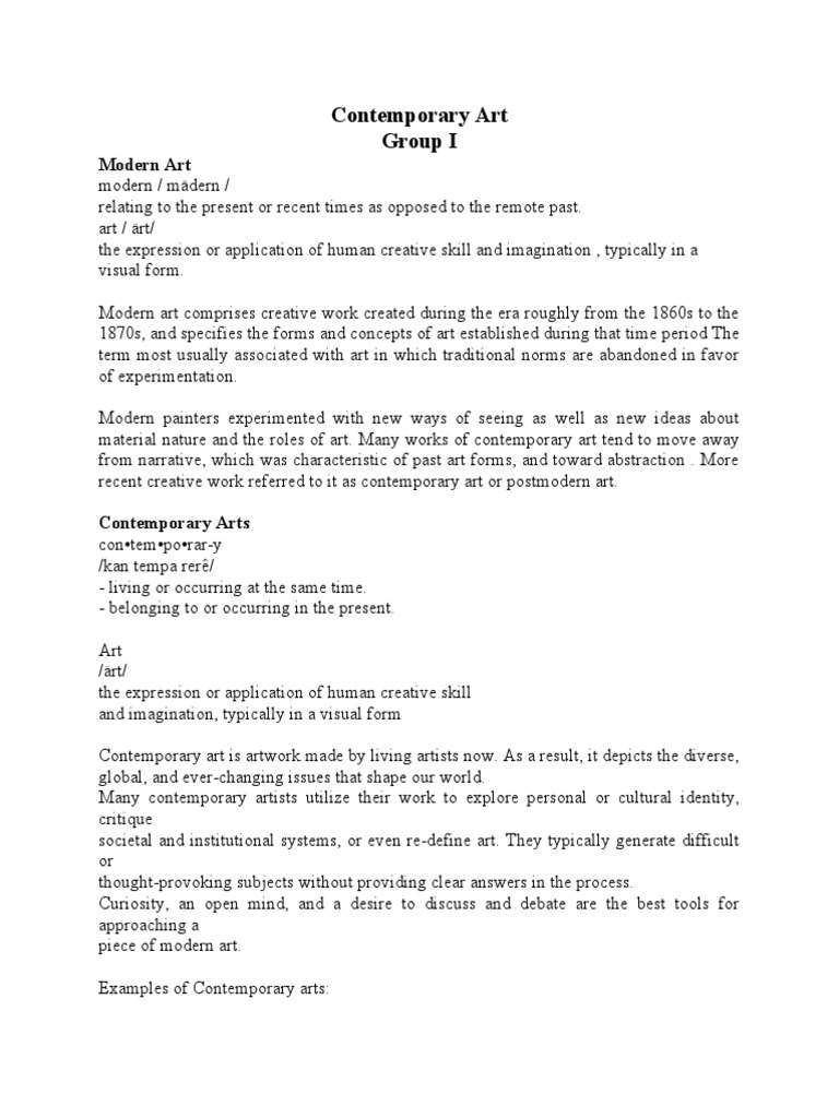 Contemporary Art | PDF | Modernism | Street Art