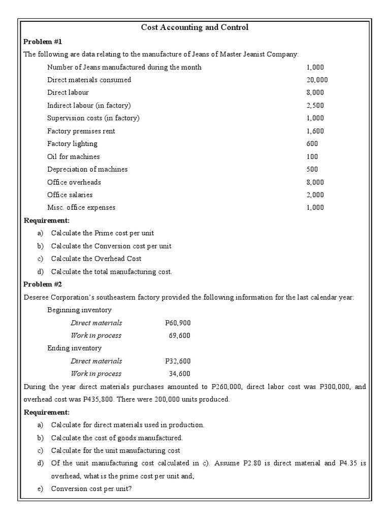 Cost Accounting and Control | PDF | Cost Of Goods Sold | Cost