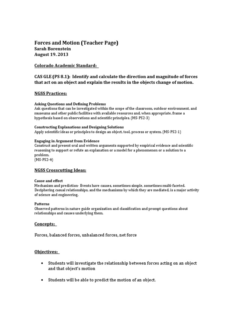 Forces and Motion-CAMBRIDGE EXAM SCIENCE | PDF | Force | Science