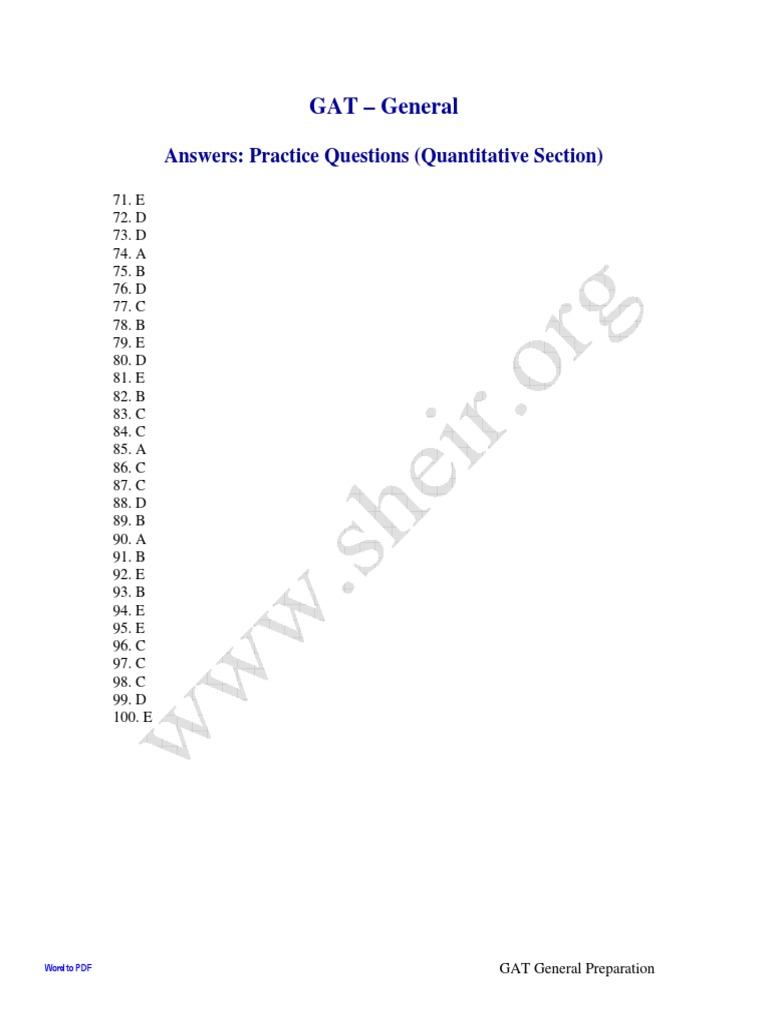 Answers Gat Quantitative | PDF