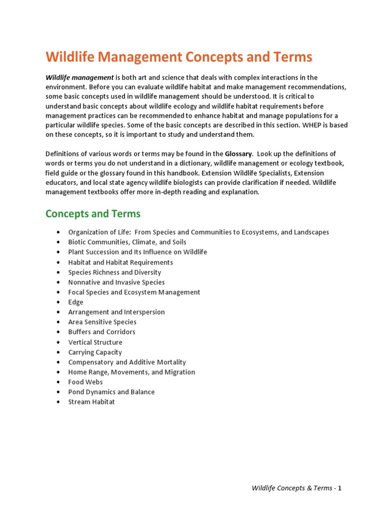 Wildlife Management Concepts Guide | PDF | Riparian Zone | Introduced ...